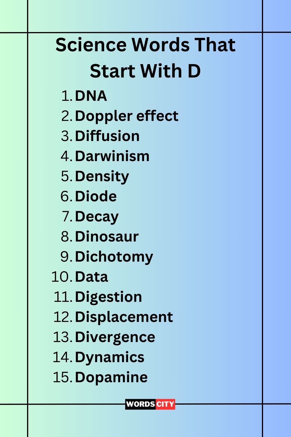 100 Science Words That Start With D - Words City